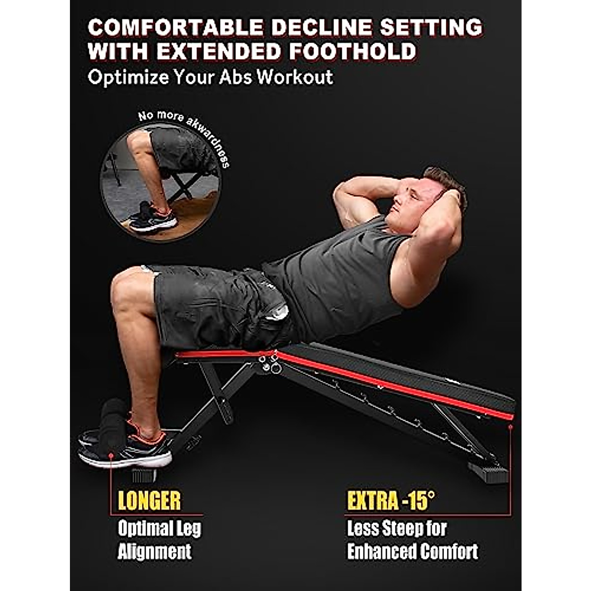 LINODI Weight Bench, Adjustable Strength Training Benches for Full Body Workout, Multi-Purpose Foldable Incline Decline Home Gym Bench