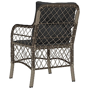 vidaXL Patio Chairs with Cushions - Gray Poly Rattan Outdoor Garden Furniture, Comfortable Seating with Washable Cushion Covers, 23" x 26.4" x 33.9"