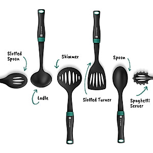 Linoroso Kitchen Tools Set - Cutting Boards for Kitchen with Defrosting Tray and 7 Pieces Nylon Elevate Kitchen Utensil Set with Exquisite Rotating Stand