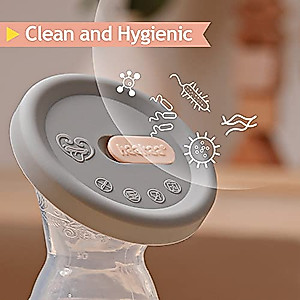 haakaa Manual Breast Pump Breastfeeding Pump 4oz/100ml+Lid Food Grade Silicone Bundle with Ladybug Silicone Milk Collector 2pk