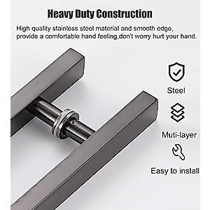 SXTBWFY Black Modern Barn Door Handles, Steel Double Side Push Pull Door Handle for Glass Door/Wood Door/Interior Sliding Door/Home/Office, Square Tube (Size : 50cm)