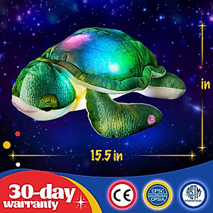 Glow Guards 14'' Light up Sea Turtle Stuffed Animal LED Soft Ocean Life Plush Toy Pillow with Colorful Night Lights Glowing Birthday Children's Day Gifts for Toddler Kids