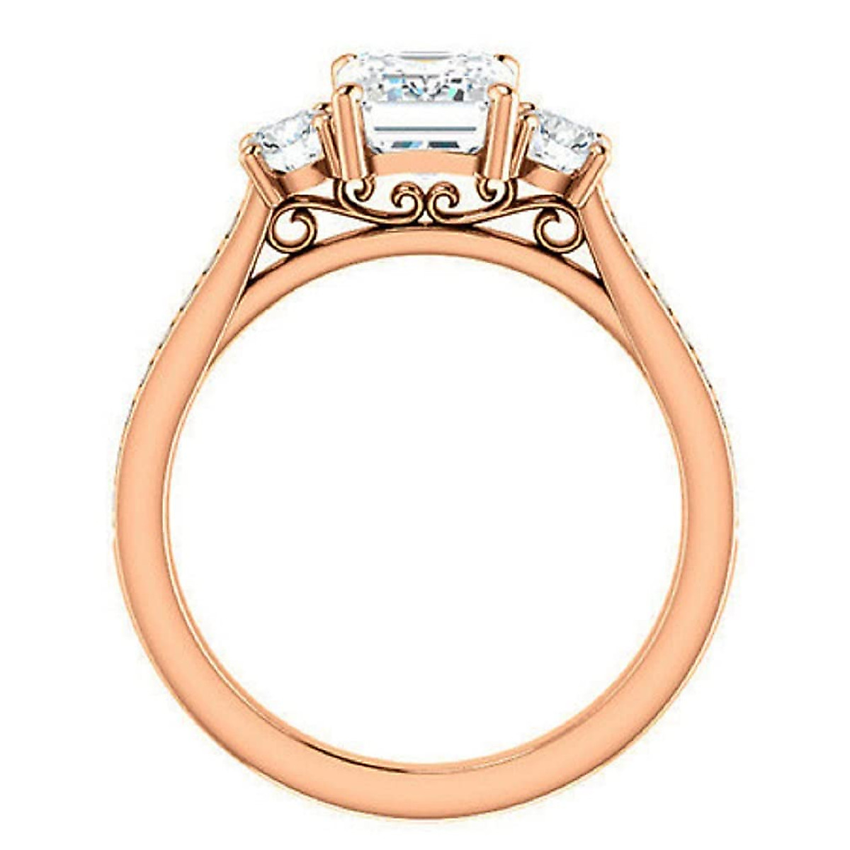 925 Silver, 10K/14K/18K Solid Gold Moissanite Ring, 3 CT Emerald Cut Handmade Solitaire Engagement Ring Wedding Ring for Women, Anniversary Propose Gifts Her, VVS1 Colorless (925 Silver (Rose Gold Plated))