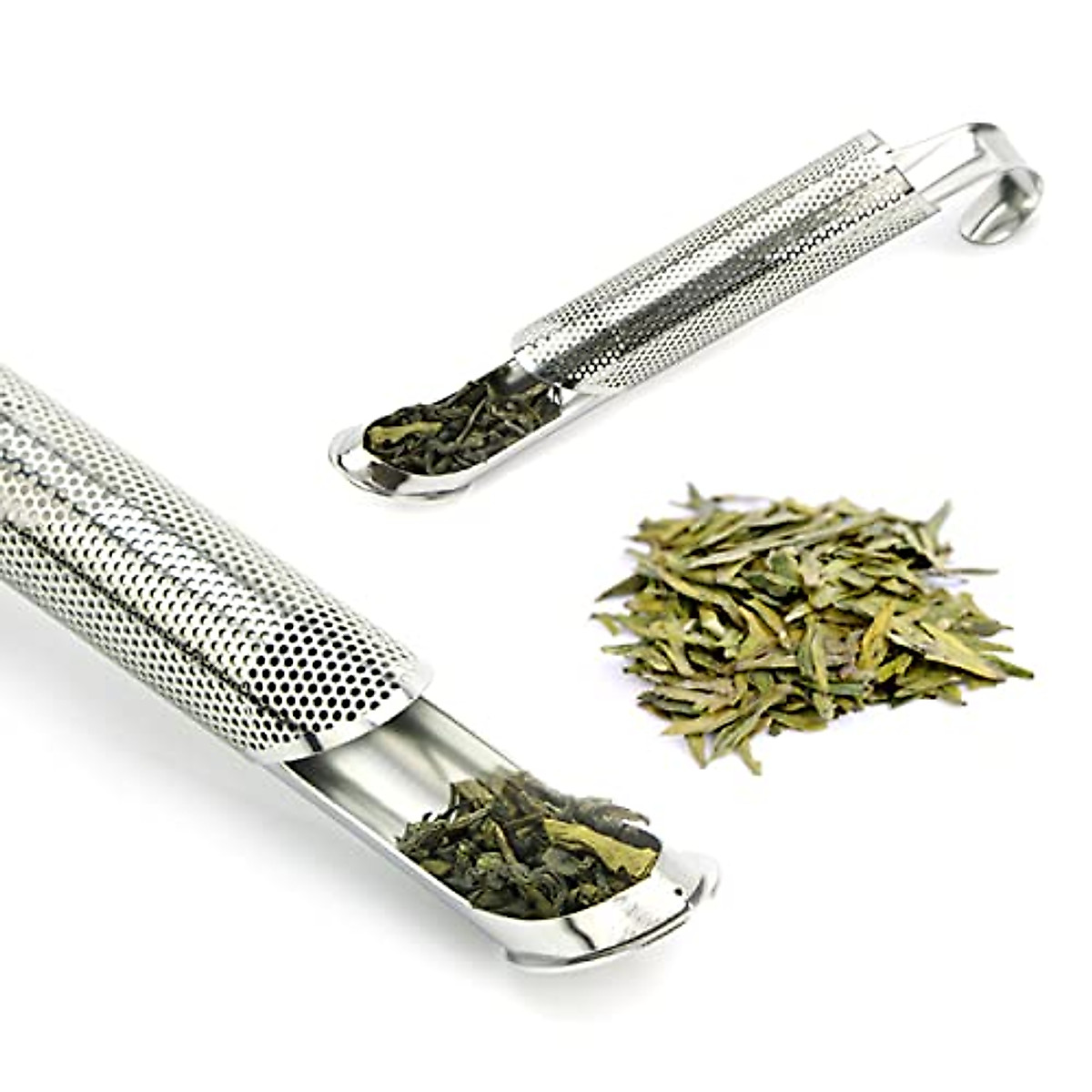 4 Pack Tea Infusers Tea Filter and 2 Brush, Stainless Steel Tea Infuser Stick Pipe Tfor Loose Tea Leaf Coffee, Seasonings and Spices，Fine Mesh Ball for Loose Tea Leaf Pincer Tea Ball Tea Filter