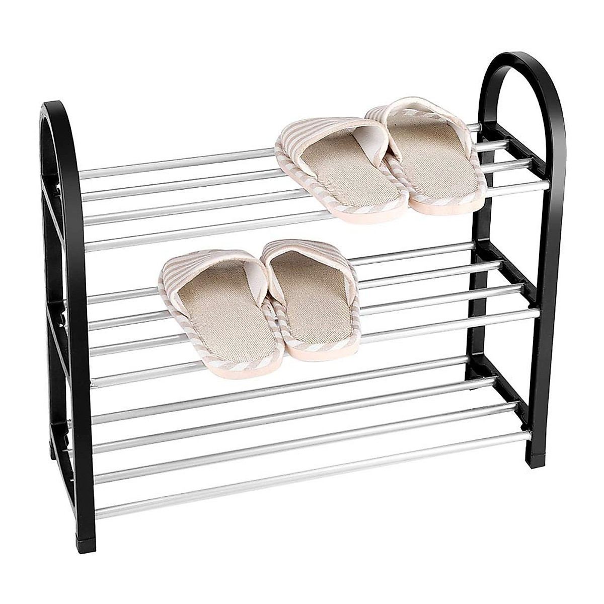 Gorgeri Shoes Rack, Plastic + Aluminum Metal Shoe Storage Organizer Standing Shelf DIY Home Organizer (3 Tiers: 50 * 19 * 42cm / 19.69 * 7.48 * 16.54in)