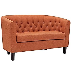 Modway Prospect Upholstered Contemporary Modern Loveseat In Orange