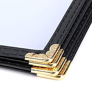 OwnMy 2PCS 8.5 x 11 Inch Menu Covers, 4 Page 8 View Transparent Restaurant Menu Covers Book with Leatherette Trim and Decorative Corners, Fit for Standard Letter Size Paper