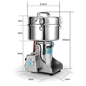 Grain Grinders, 2000g 110V Commercial Electric Herb Mills Spice Grinder Stainless Steel Food Grinding Machine 270° Swing Type Power Mill & Grinder for Coffee Bean Nut, 60-350 Mesh Degree of Crushing