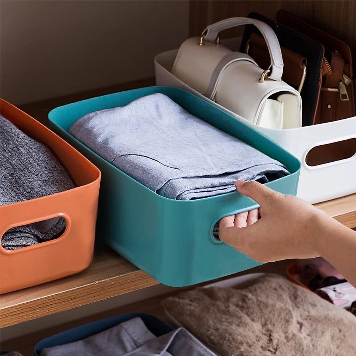 Feisco Set of 6 Cabinet Organizer,Durable and Stylish Storage Basket Storage Bin for Organizing Your Cabinet Kitchen Bathroom Desktop
