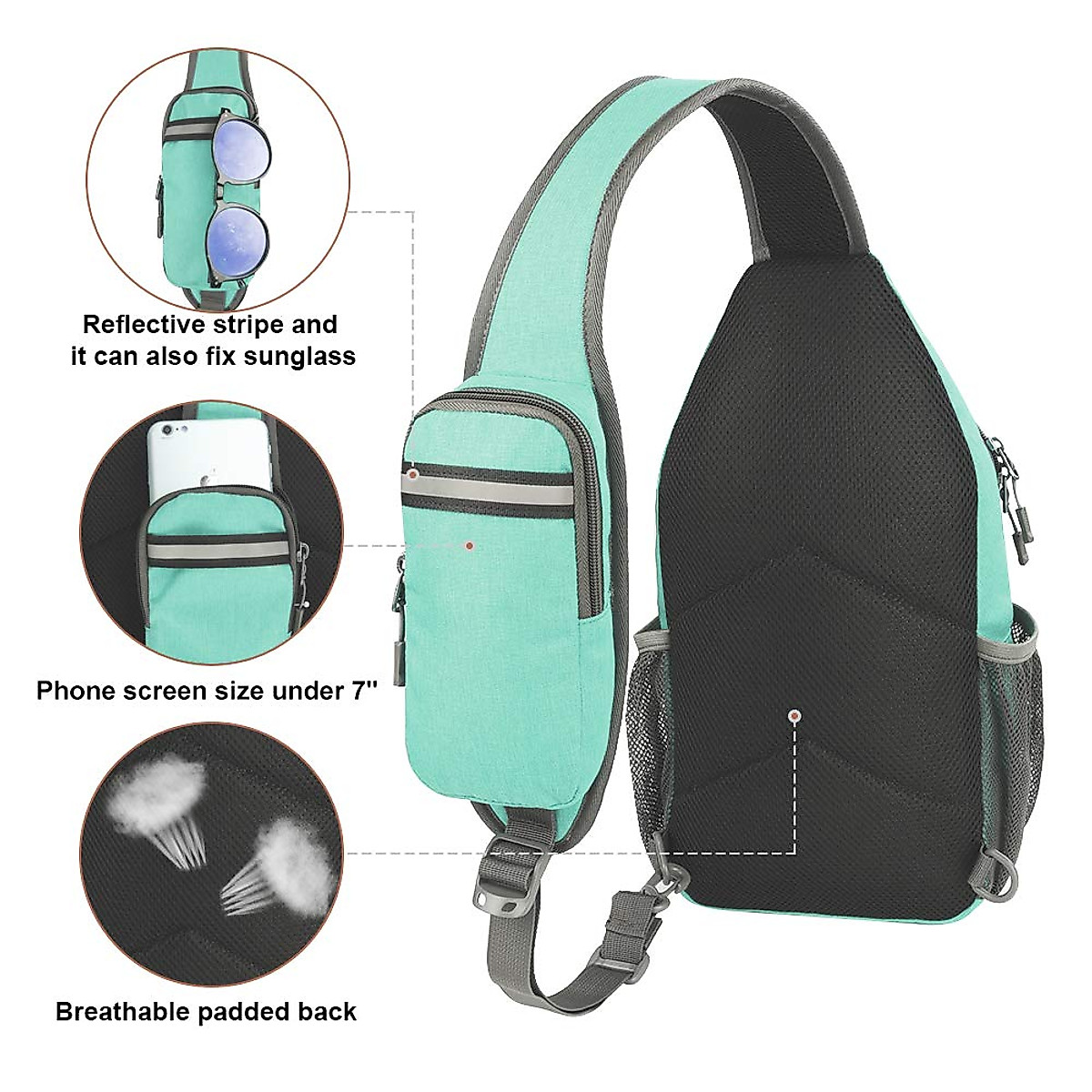 WATERFLY Crossbody Sling Backpack Sling Bag Travel Hiking Chest Bag Daypack