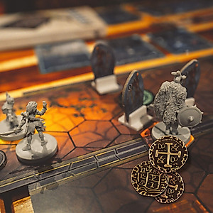 Metal Pirate Coins, 35 Medium Bronze Treasure Coin Set, Metal Replica Spanish Doubloons for Board Games, Tokens, Toys, Cosplay, Realistic Money Imitation, Pirate Treasure Chest, Diameter 7/8"