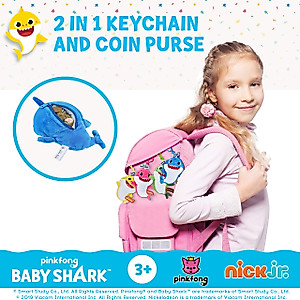 Baby Shark Coin Purse Set – Set of 3 Baby Shark Plush Toys, Including Baby, Grandma, & Grandpa Shark – Washable Polyester with Zipper – Party Favors and Gifts by PMI, 6.2 in., 3 Pack, Ages 2+