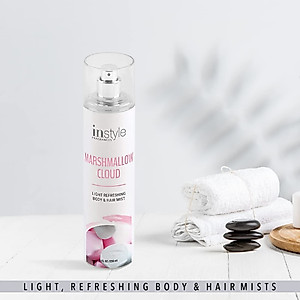 Instyle Fragrances | Body & Hair Mist | Marshmallow Cloud Scent | With Panthenol | CLEAN, Vegan, Paraben Free, Phthalate Free | Premium 8 Fl Oz Spray Bottle