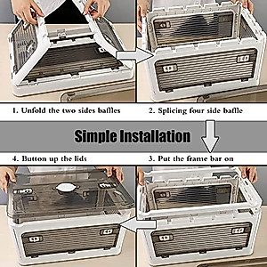 2Pack 44 Qt Collapsible Storage Bins with Lids, 10 Gal Foldable Plastic Storage Box with Wheels, Clear Storage Containers, Stackable Storage Bins, Containers for Organizing, Storage Box with Door