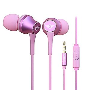 Earbuds in Ear Headphones - with Mic/Controller for iPhone Samsung ipad iPod(Pink)