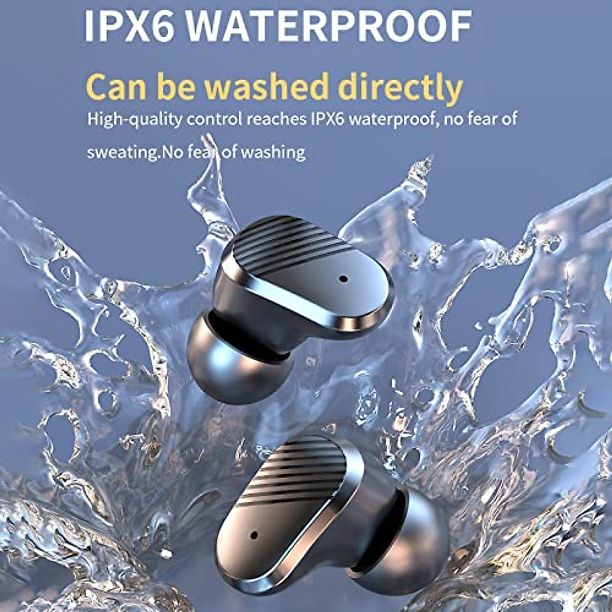 Wireless Earbuds, Blue-tooth Earbuds Headphones Hi-Fi Stereo Earphones Touch Control/Digital Display, In-Ear Headphones Sports Earbuds Built-in Mic/Noise Cancelling/Premium Deep Bass/IPX6 (Black)