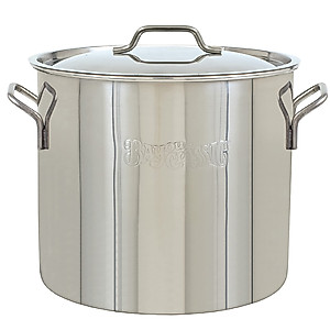 Bayou Classic 1430 30-qt Stainless Stockpot Features Heavy Duty Welded Handles for Secure Handling Domed Lid Perfect For Large Batch Cooking of Soups Stews Chili and Gumbo