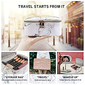 MAGEFY 3Pcs Makeup Bags Portable Travel Cosmetic Bag Waterproof Organizer Multifunction Case with Gold Zipper Marble Toiletry Bags for Women
