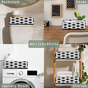 Classic Hexgon Soccer Bathroom Basket Small Storage Bin Fabric Toilet Paper Basket Foldable Organizer Baskets for Bathroom Countertop Decor, 2 Pack