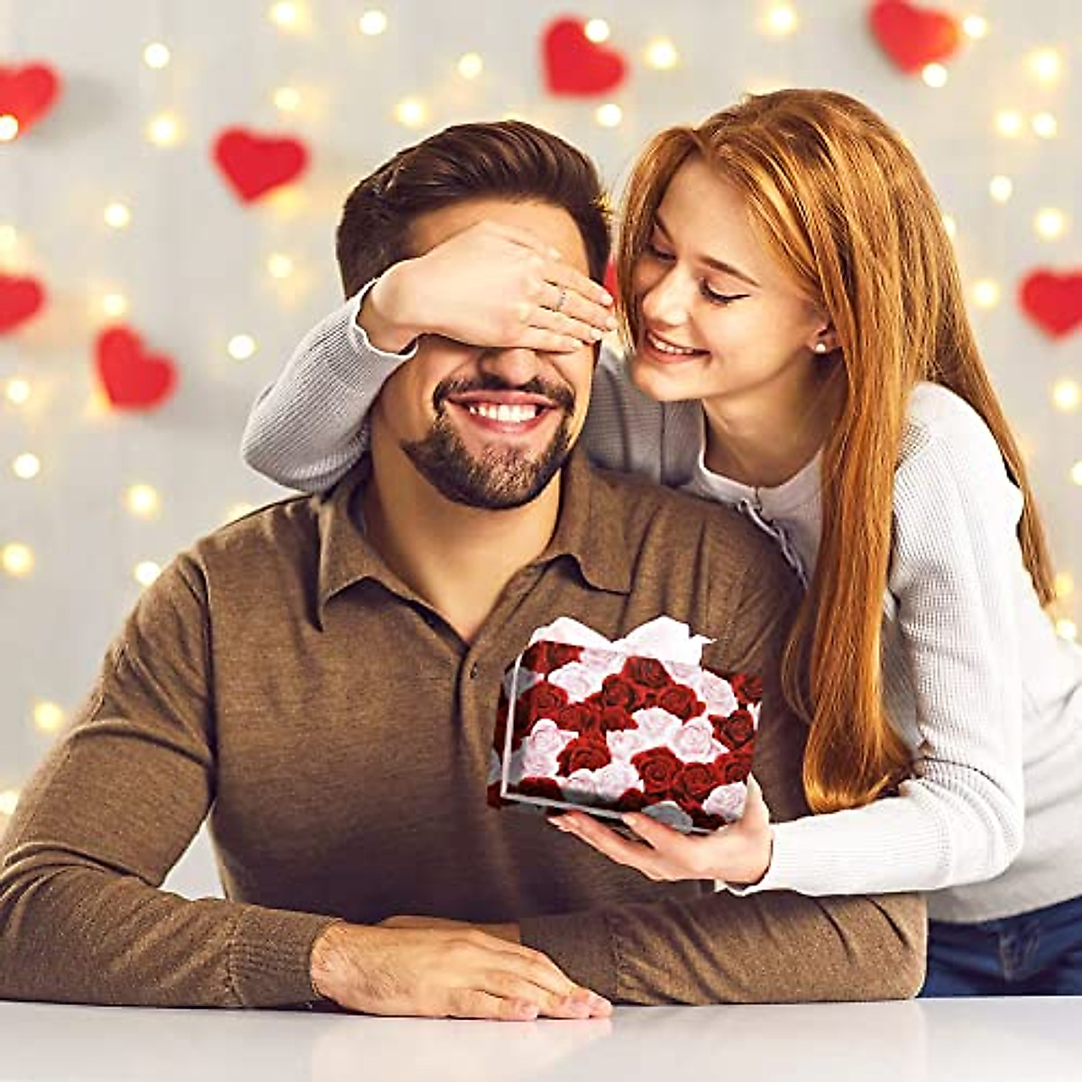 Rose Gift Wrapping Paper, Red and Pink Floral Gift Wrap 4 Folded Sheets Bridal Shower Wedding Wrapping Paper for Valentine's Day Birthday Women Mother's Day Lover's Gift Wraps