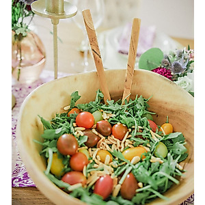 Kasih Co-op Large Suar Wood Salad Bowl Made of One Solid Wood 12" x 10" x 7"