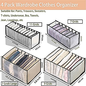 OHEMDI 4 Pack Wardrobe Clothes Organizer and Storage for Bedroom for Folded Clothes (Grey)