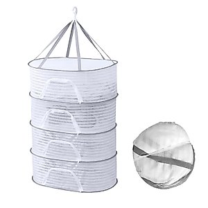 Herb Drying Rack Hanging Drying Rack Mesh for Plants Herb Dryer 4 Layer Collapsible Dry Net with Zipper, Hanging Mesh Net for Plants Hanging Drying, Clothes Dry Basket for Fruits, Flowers, Fish, Doll