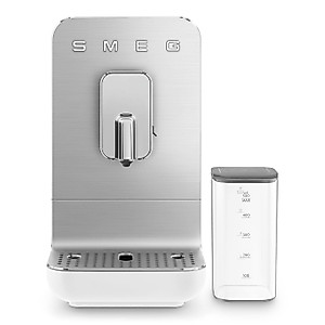 SMEG NEW Fully Automatic Espresso Machine w/Integrated Milk Frothing and Coffee Grinder 10 Preset Beverages 19 Bars of Pressure Space Saving Energy Efficient Thermoblock Heating BCC13WHMUS Matte White