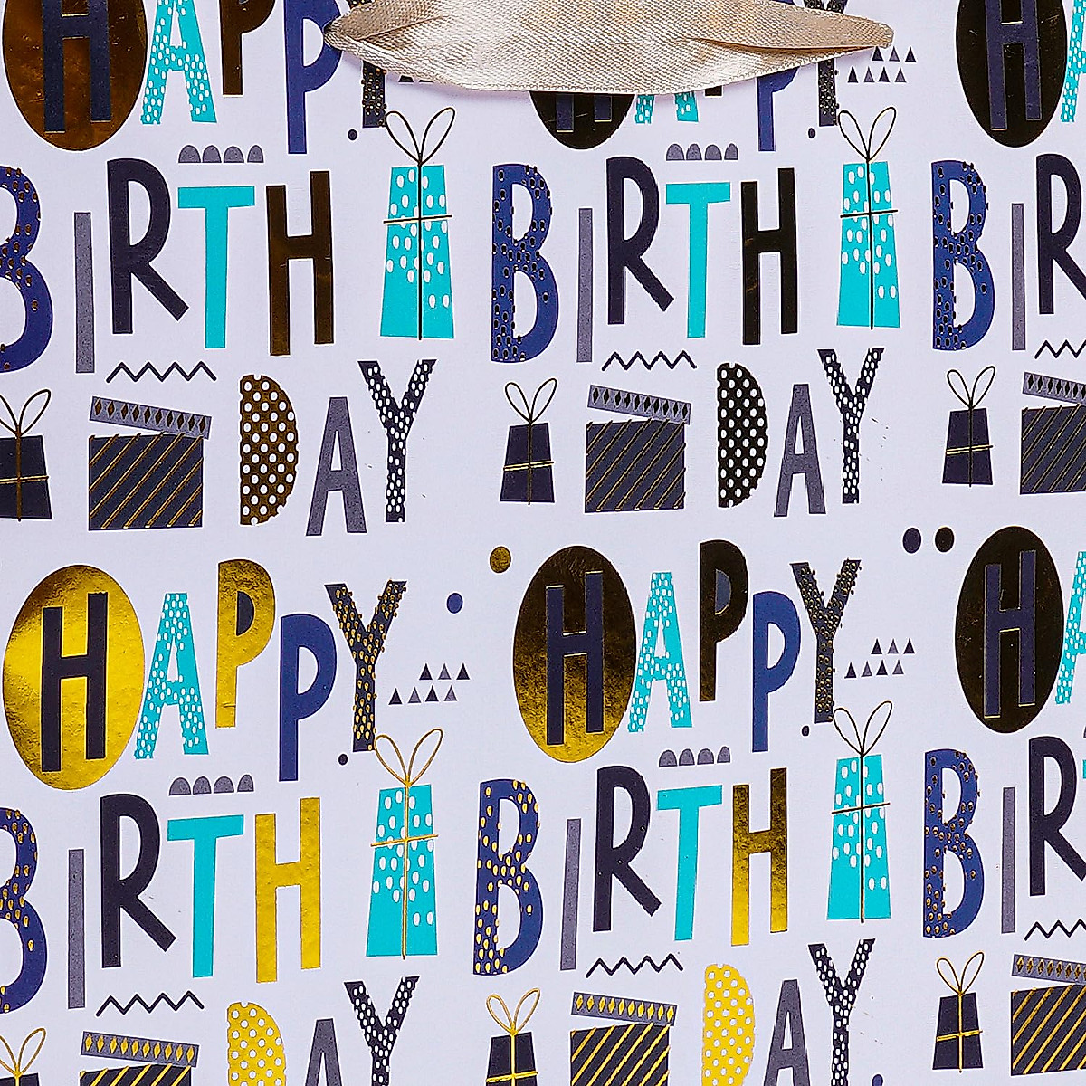 Elephant-package 2Pcs 12.6&quot; Large Happy Birthday Gift Bags with Tissue Paper for Birthday Party.