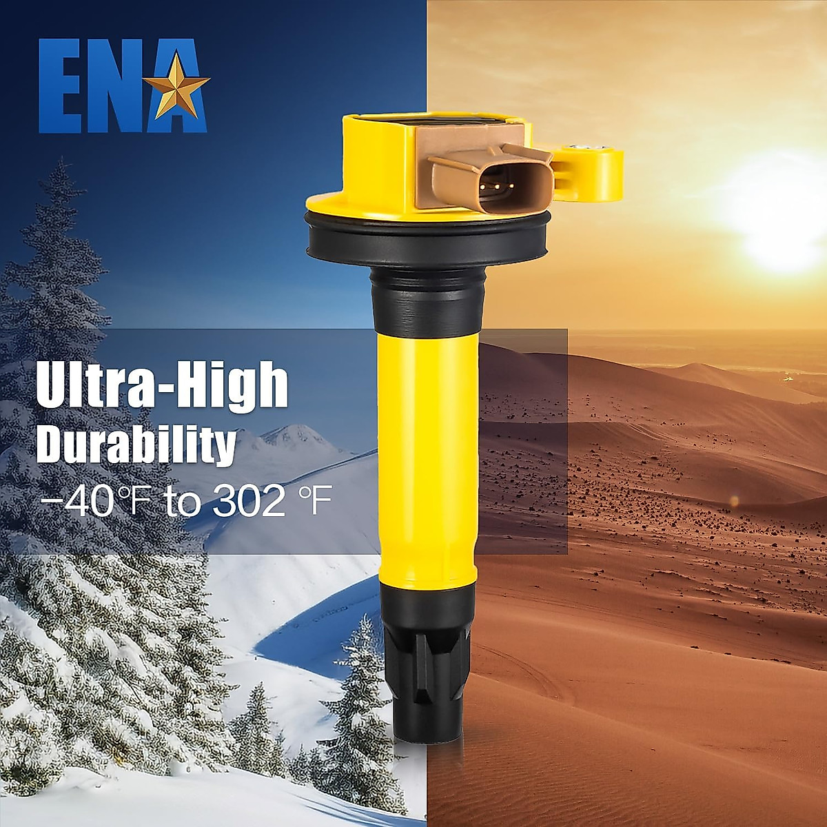 ENA Set of 6 Yellow Ignition Coil Pack and Iridium Spark Plug 3.5 V6 Compatible with Ford Lincoln Explorer Expedition F150 Flex Lobo MKS MKT Navigator Transit Taurus Replacement For UF646 SP534 DG549