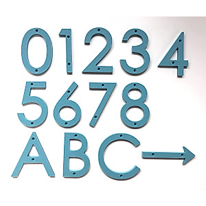 Aqua House Numbers for Mailbox Post, 4 Inches tall, plastic with stainless steel screws included (B)