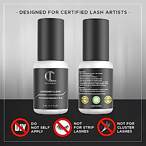 Diamond Clear Eyelash Extension Glue for Professionals - Maximum 7 Week Retention / 1-2 Second Drying Time Semi Permanent Individual/Volume Lash Glue with Transparent Color - Latex Free 5ML/0.17 FL.OZ