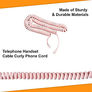 Phone Cord for Landline Phone – Trouble-Free, Handset Curly Handset Phone Cord – Easy to Use + Excellent Sound Quality – Phone Cords for Landline in Home or Office (25ft Long) Color: Ladies Pink