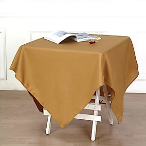 Tableclothsfactory 54x54 Gold Wholesale Linens Seamless Polyester Square Linen Tablecloth for Wedding Banquet Party Restaurant
