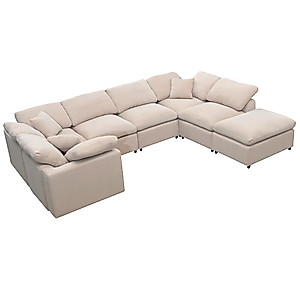 DREAMODERN Modular Couch Sectional Sofa for Living Room, Oversized L-Shaped Sofa with Ottoman Upholstered Reversible Couch for Apartment Spacious Space - Beige