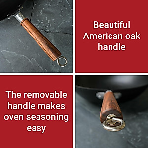 Nomware premium 14-inch lightweight cast iron wok (includes glass lid and chain mail scrubber)