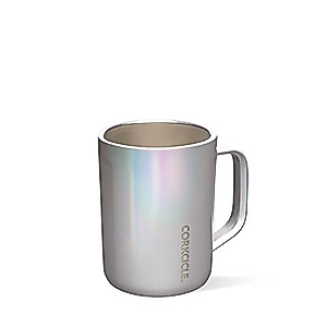Corkcicle 16 Ounce Coffee Mug Triple Insulated Stainless Steel Cup with Clear Lid and Silicone Bottom for Hot Drinks, Prismatic