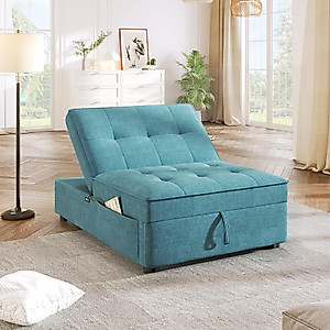NicBex Pull-Out Sofa Practical Sofa Bed with Storage Folding Chair Bed Convertible Chair to Bed with Storage Pocket and USB Port for Small Room Apartment, Living Room, Teal