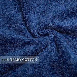 Ghui Terry Bathrobe Men,100% Cotton Terry Cloth Robes with Kimono Collar ,Thick Plush Towel Robe, Navy, XX-Large-3X-Large