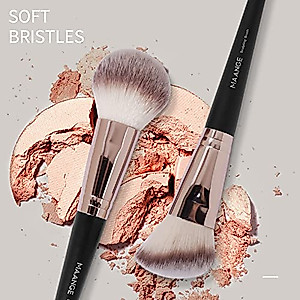 Makeup Brushes with Case, MAANGE 18 Pcs Professional Makeup Brush Set Premium Synthetic Face Kabuki Brush Kit Foundation Blush Powder Eyeshadow Brushes Set Christmas Gift（Coffee)