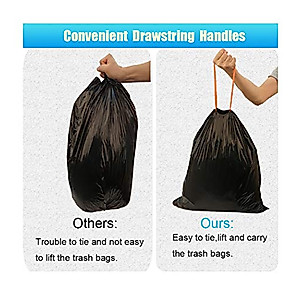 Feiupe 10 Gallon Drawstring Trash Bag Garbage Bag Trash Can Liner,0.9 Mil,90 Count (Black, 10 Gallon)