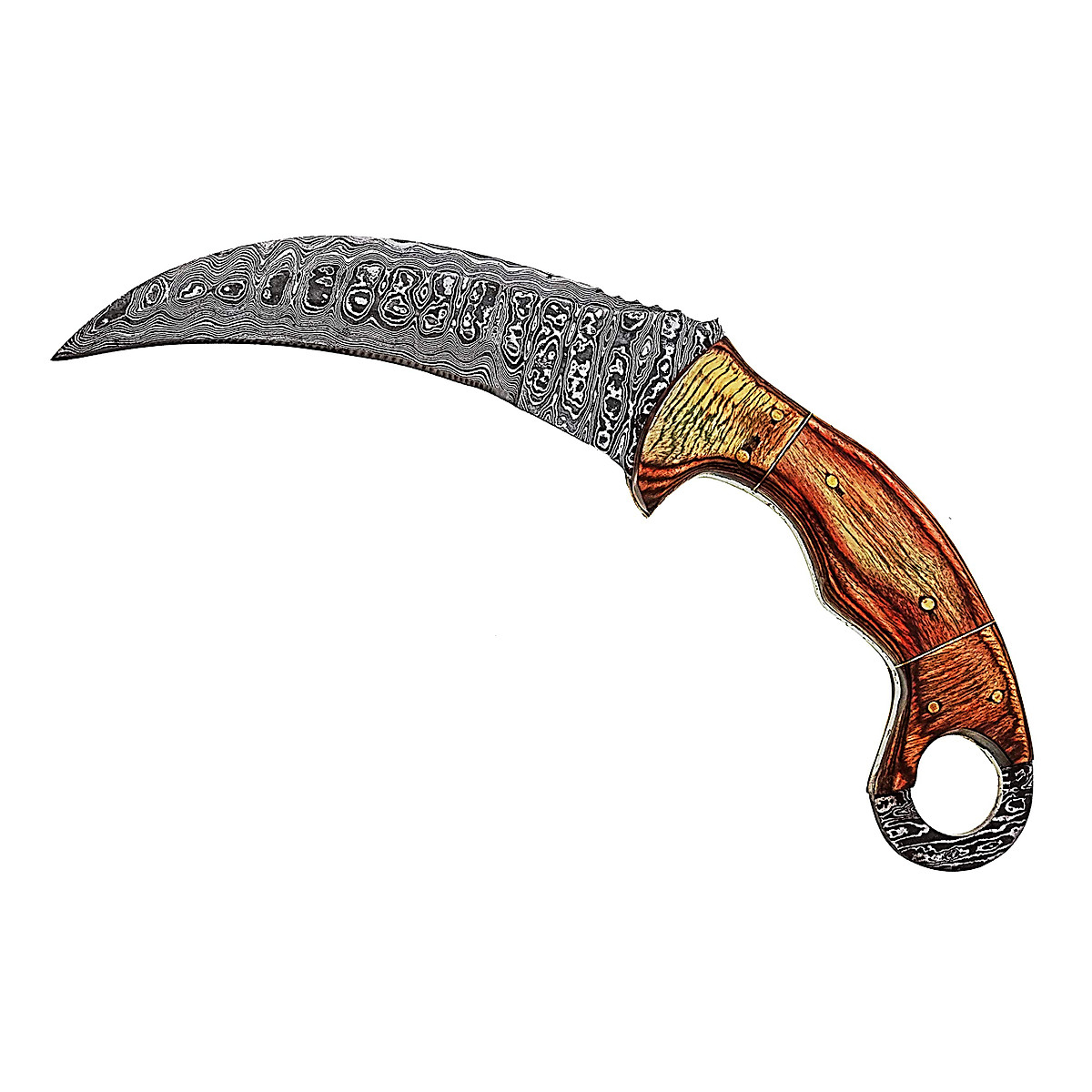 Damascus Steel Hunting Knife - Fixed Blade Knives with Sheath - Firm Grip Handle