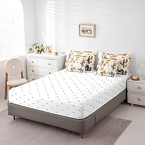 Manfei 7 Pieces Cowboy Comforter Set Full Size, Cowboy Boots Bedding Set for Kids Girls Bedroom Decor, Wild West Cactus Flower Cowgirl 7pcs Bed in a Bag with Comforter, Sheets and Pillow Cases