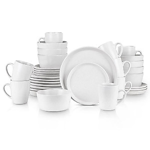 Stone Lain Stoneware Dinnerware Set, Service For 8, White Speckled