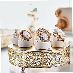 Denmer Cake Stand, Gold Metal Dessert Display, Small 8inch Treat Riser, Pedestal Champagne Round Cupcake Platter Tray for Afternoon Tea, Party, Wedding