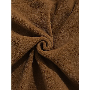 ZAFUL Men's Fluffy Polar Fleece Sweatshirt NEW YORK Embroidery Colorblock Half Zip Unisex Hoodie Coffee M