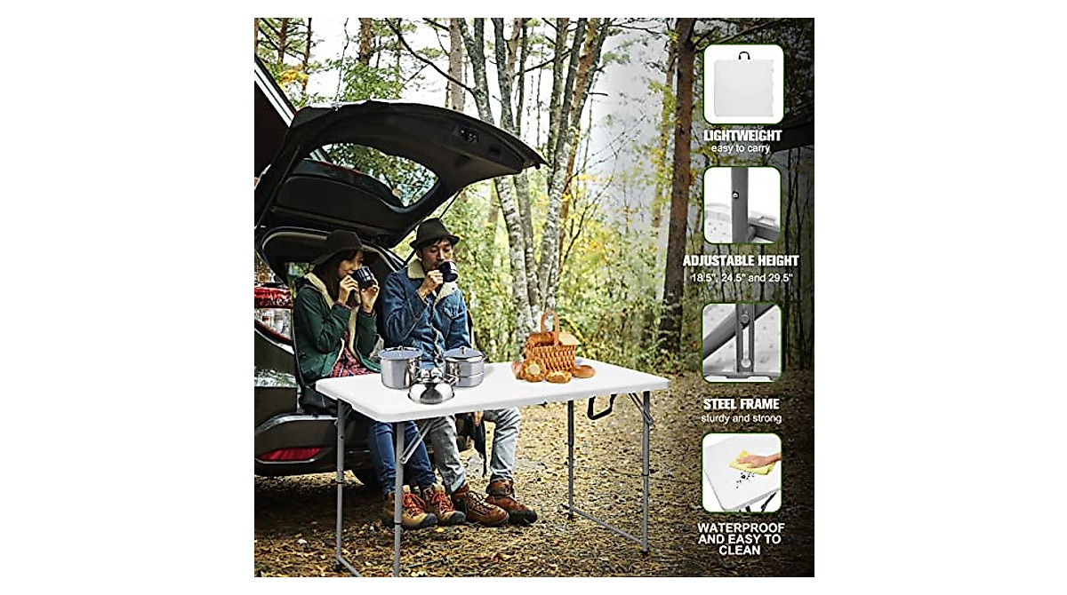 Byliable 4FT Portable Folding Table for Indoor & Outdoor