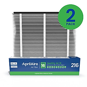 AprilAire 216 Replacement Filter for AprilAire Whole House Air Purifiers - MERV 16, Allergy, Asthma, & Virus, 20x25x4 Air Filter (Pack of 2)
