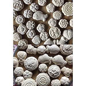 Wood Moon Cake Mold Chinese Traditional Mid-autumn Festival Moon Cake Mold Fish Shou Tao 2 Capacities Wooden Baking Mold for Moon Cake Cookie Pumpkin Pie,with Handle