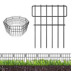 24 Pack Decorative Garden Fence Total 17in(H) x 27ft(L) No Dig Fencing, Rustproof Metal Wire Border Animal Barrier for Dogs and Rabbits, Flower Edging for Yard Landscape Patio Outdoor Decor